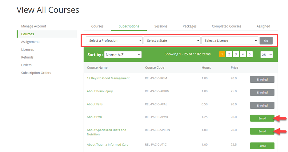 Using Academy All Access to Enroll in Courses