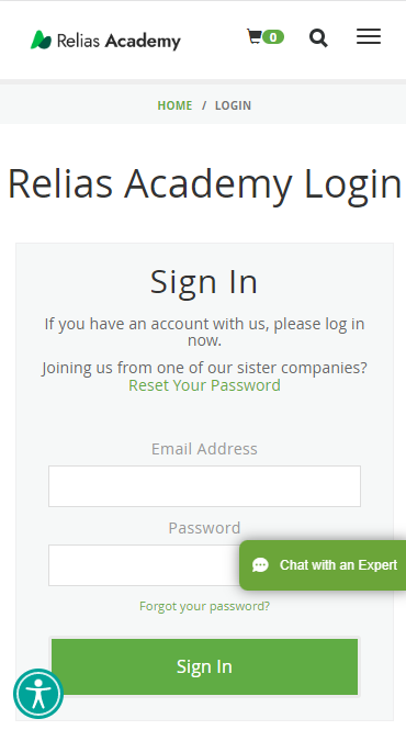 Relias Academy Account Navigation on a Mobile Device