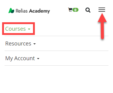 Relias Academy Account Navigation on a Mobile Device