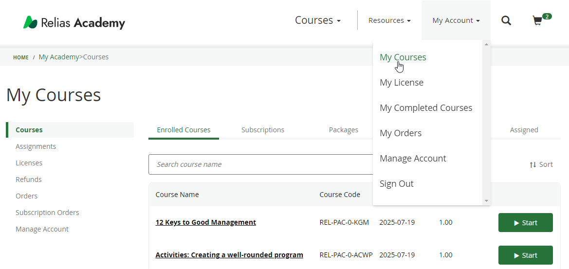 Using Academy All Access to Enroll in Courses