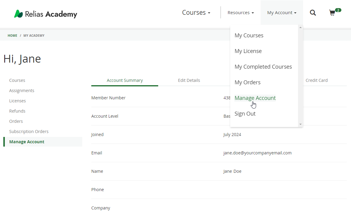 Password Reset and Change on Relias Academy