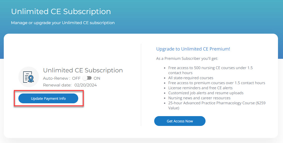 Updating Your Credit Card Information