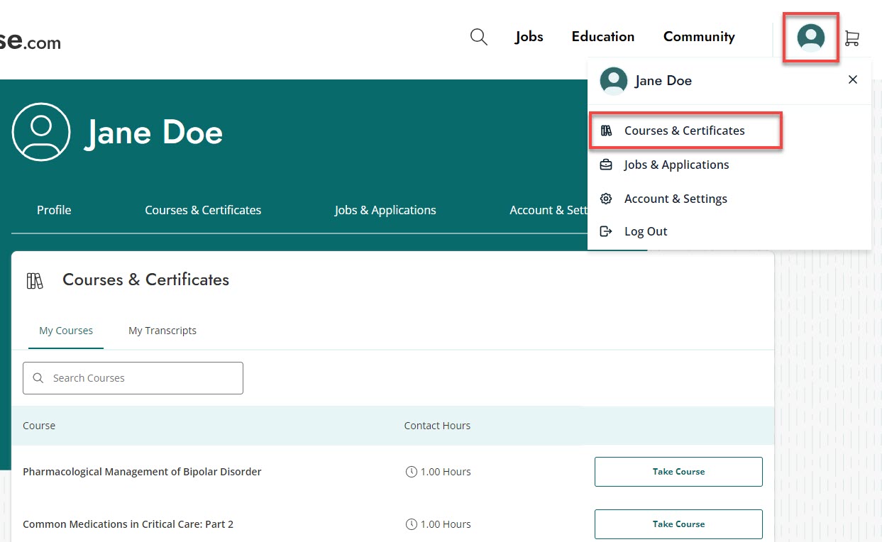 Filtering For Courses Using Your CE Membership