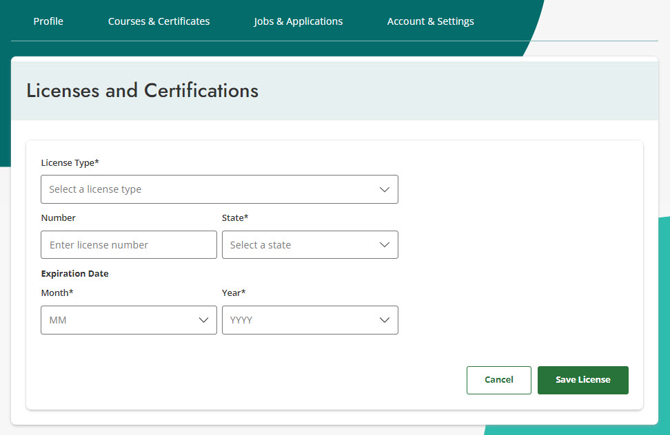 How to Add Your License to Your Account