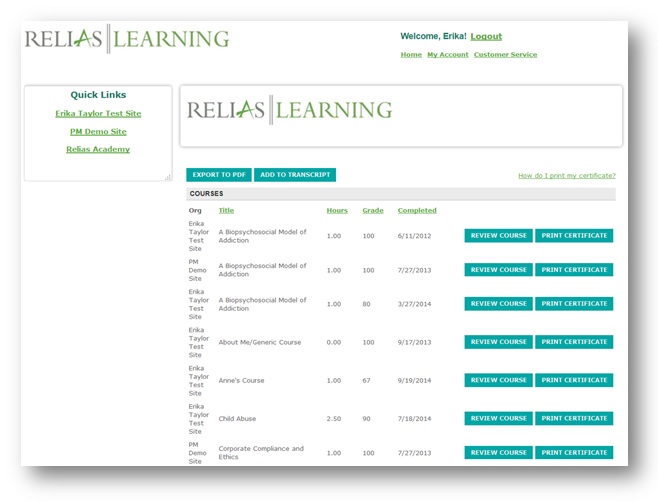 Link Your Relias Transcripts Together!