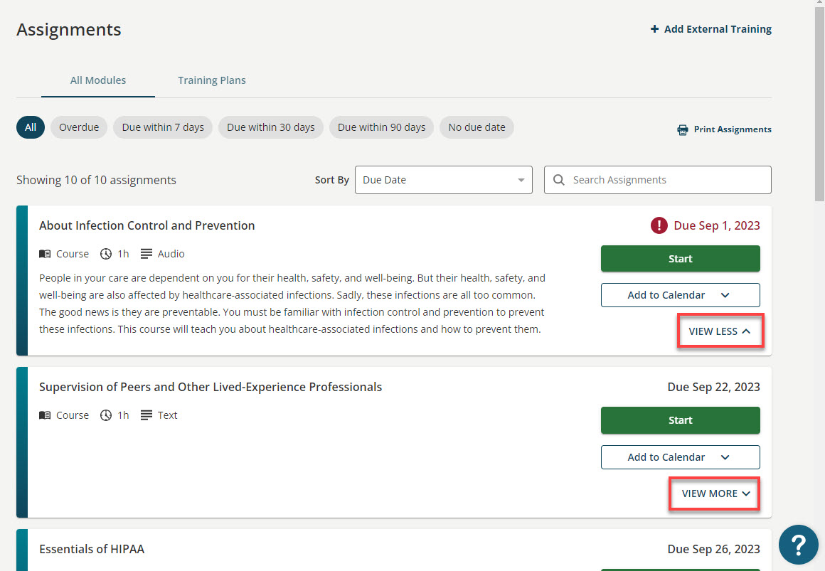 The Learner Assignments Page