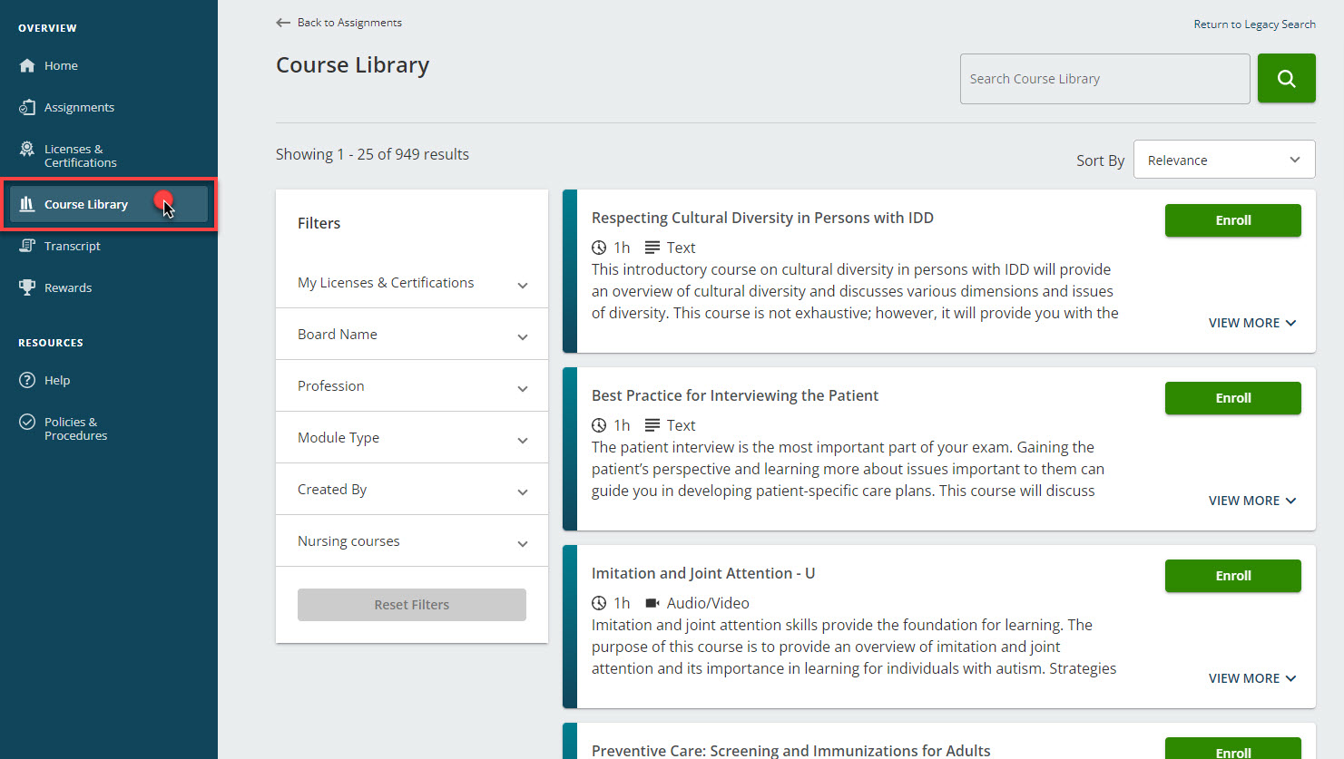 The Learner Course Library