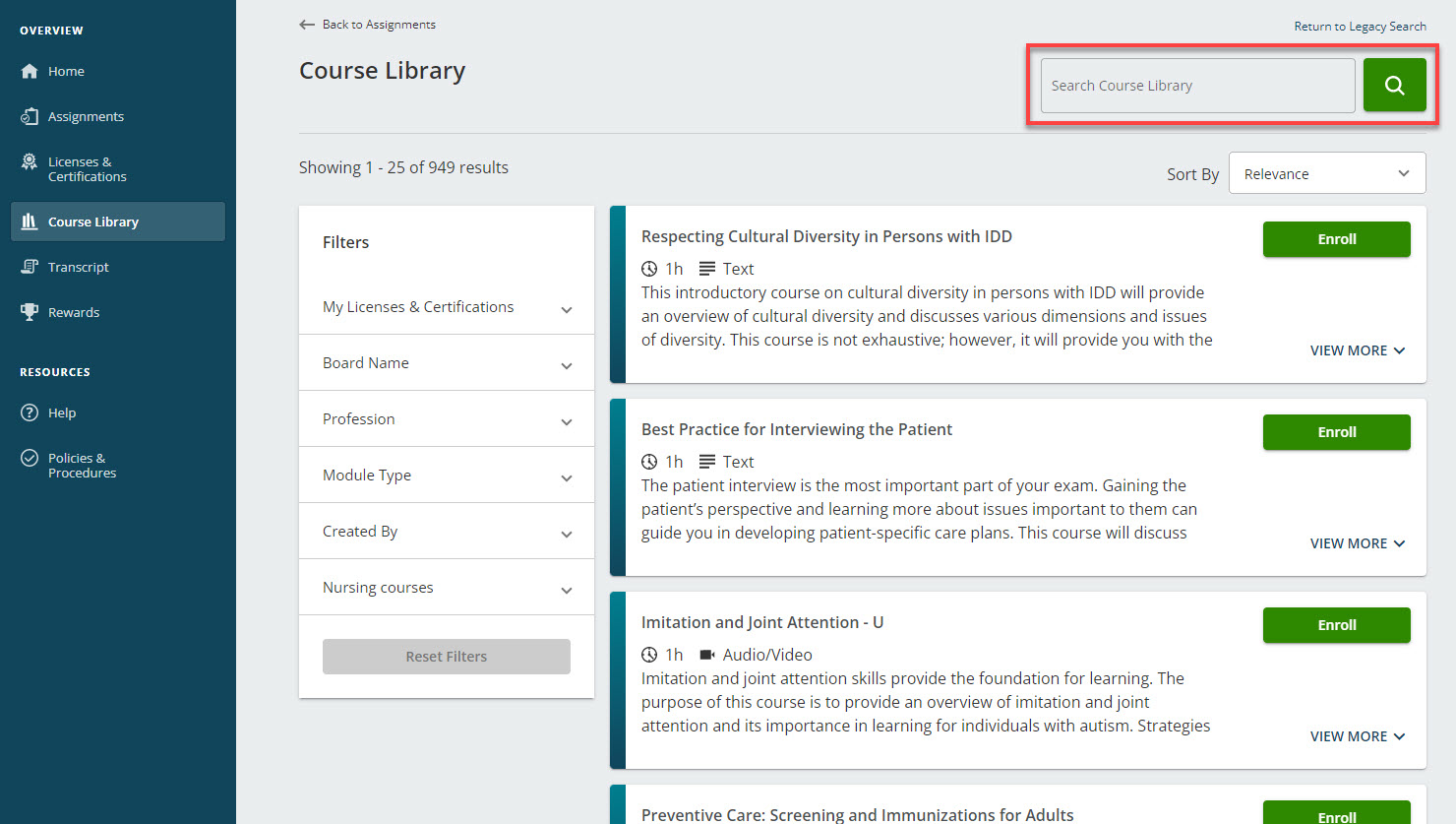 The Learner Course Library