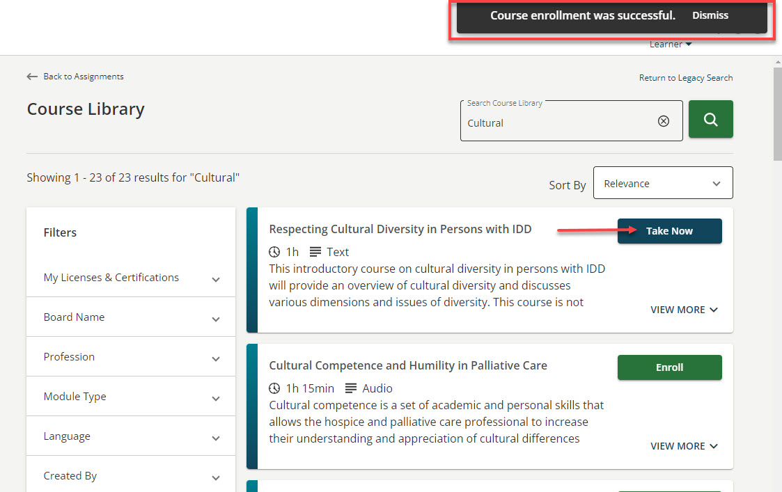 The Learner Course Library
