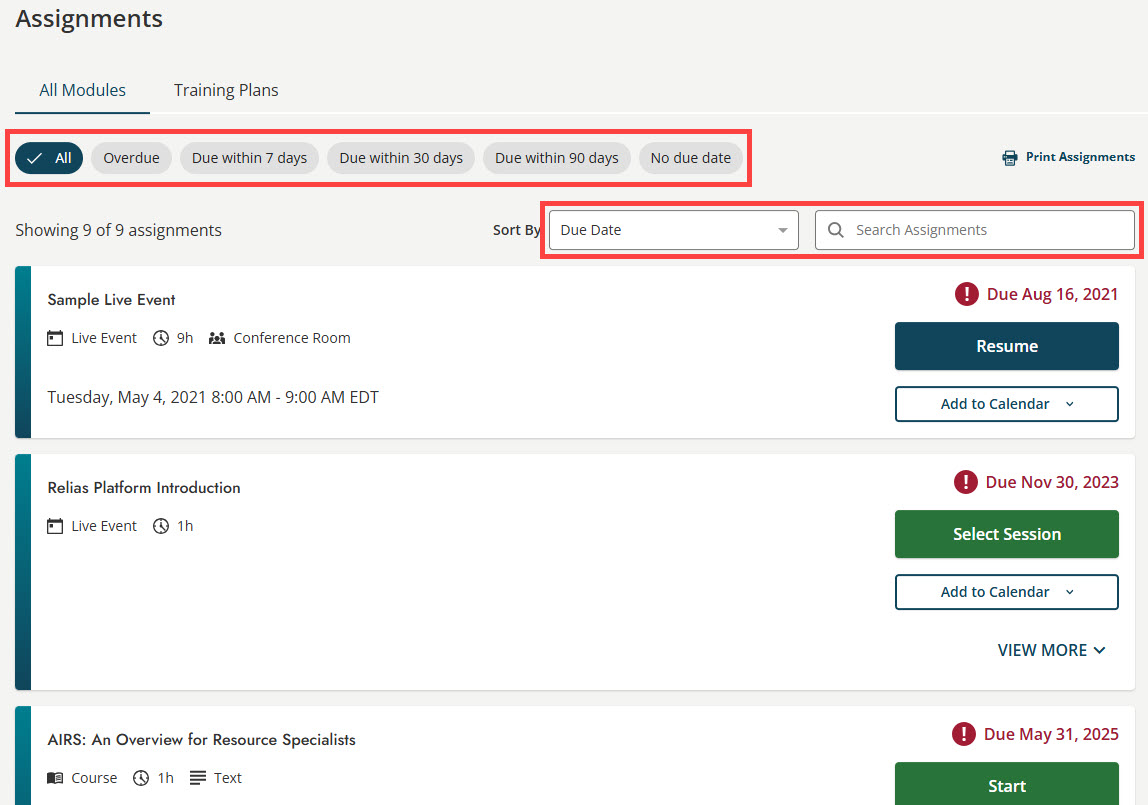 The Learner Assignments Page
